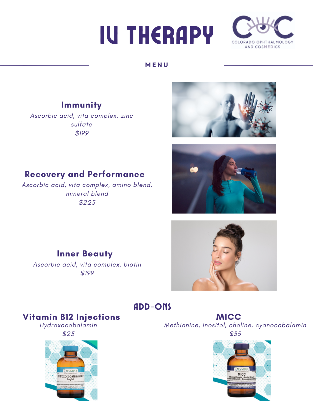 IV Therapy Menu | Colorado Ophthalmology and CosMEDics